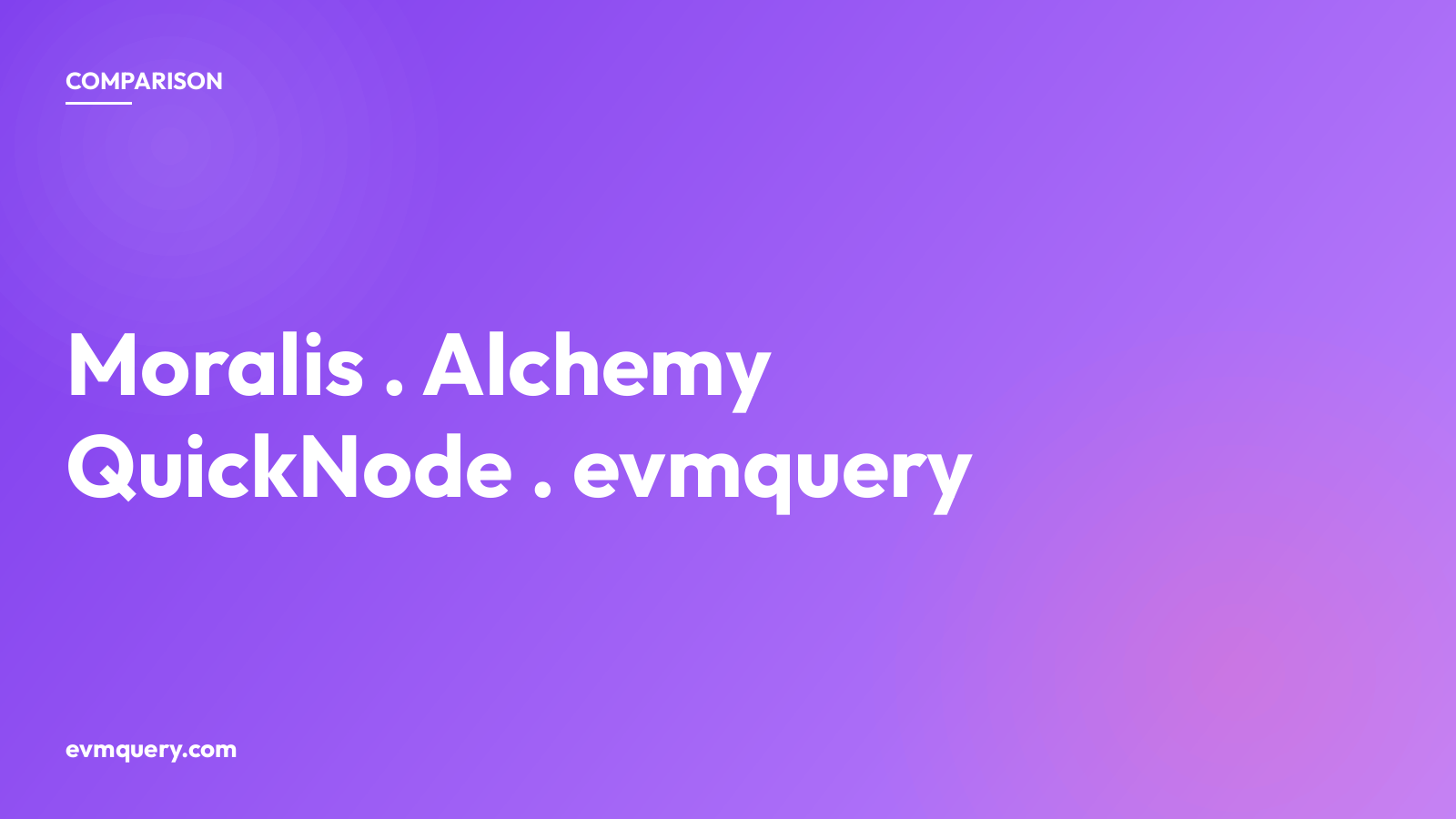 Moralis vs Alchemy vs QuickNode vs evmquery (2026) | evmquery